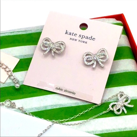 kate spade | Jewelry | Kate Spade Bow Meets Girl Pave Studs And N ...